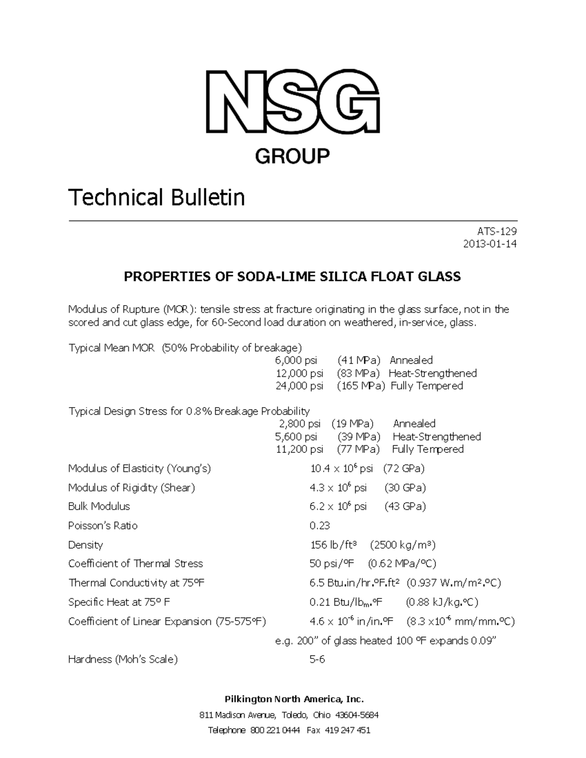 Ats129 Technical Bulletin: Properties of Silica Float Glass - Studocu