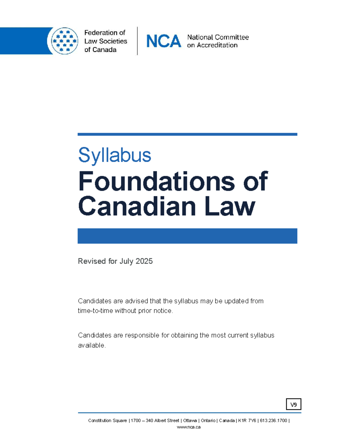 Foundations of Canadian Law Syllabus (NCA 2025) - Studocu