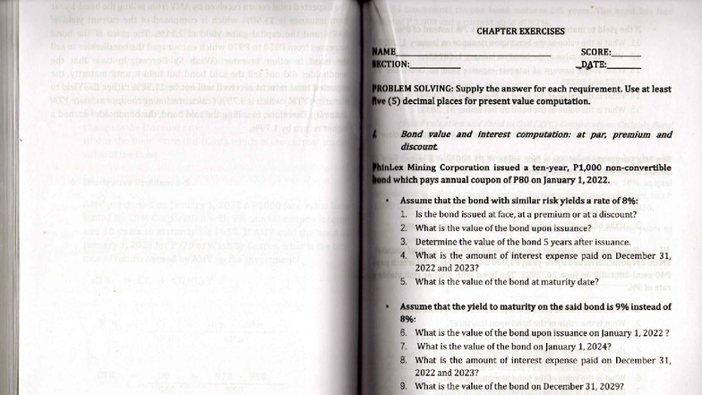 Finman - CH6 Bond Valuation & Interest Computation Exercises - Studocu