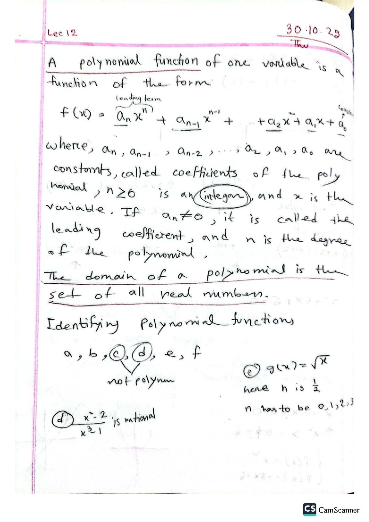 Lec 12: Analyzing Polynomial Functions and Their Graphs - Studocu