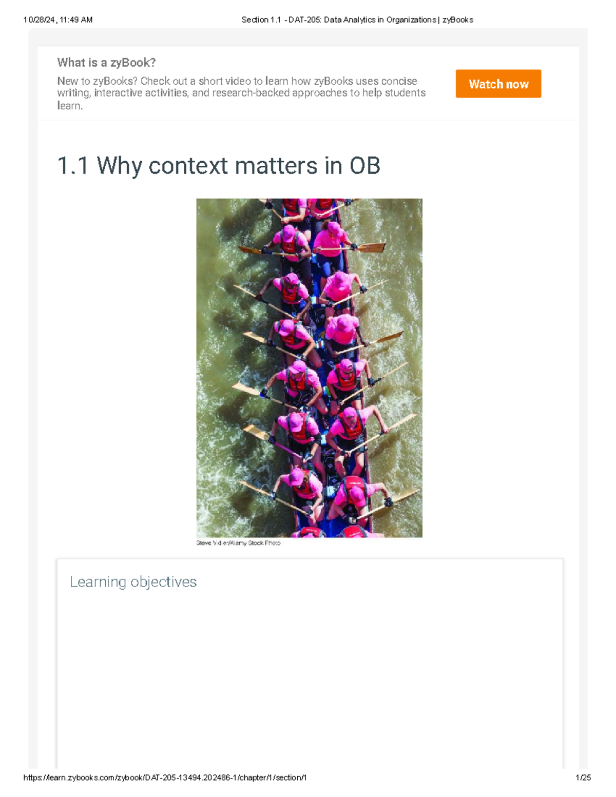 Section 1.1 - DAT-205 Data Analytics in Organizations zyBooks Overview ...