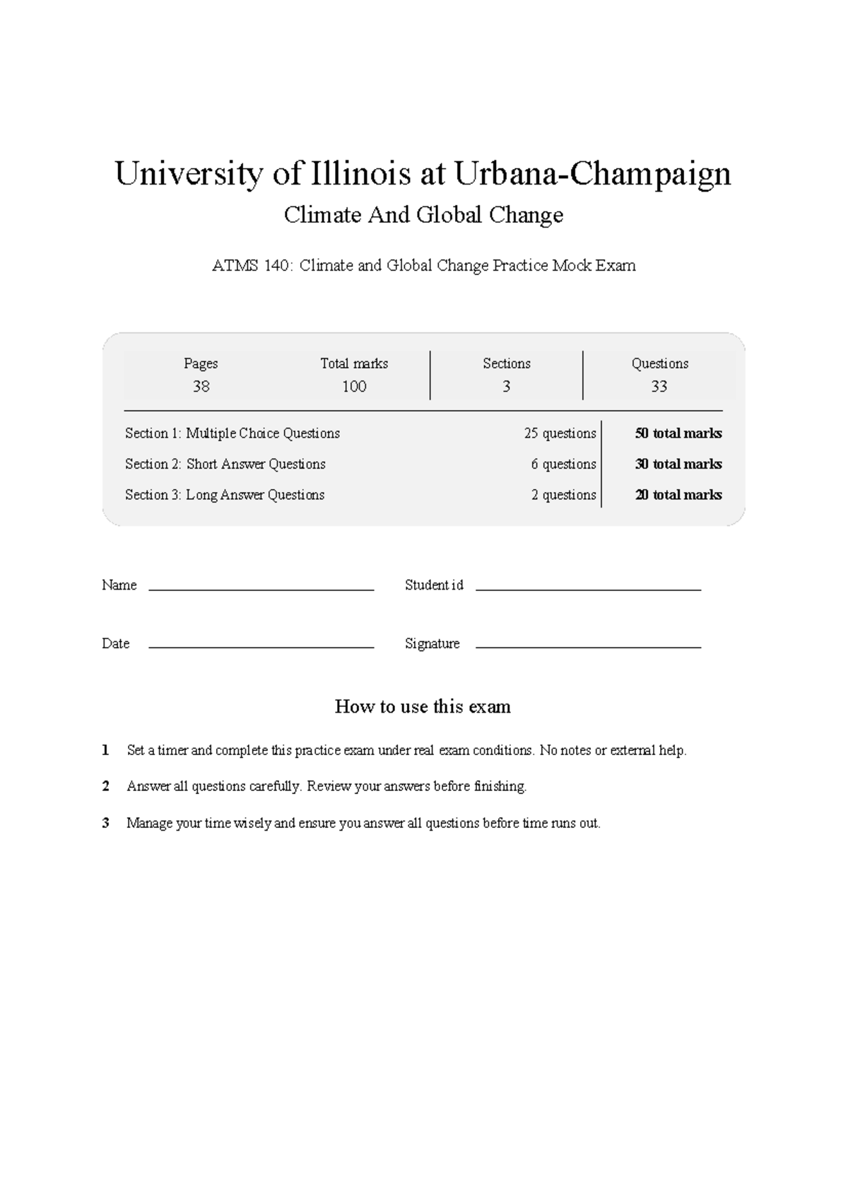 ESE 140: Climate and Global Change Practice Mock Exam 2026 - Studocu