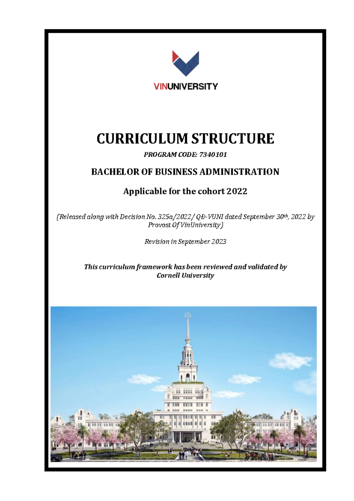 BBA Curriculum Structure for Cohort 2022 (Program Code: 7340101) - Studocu