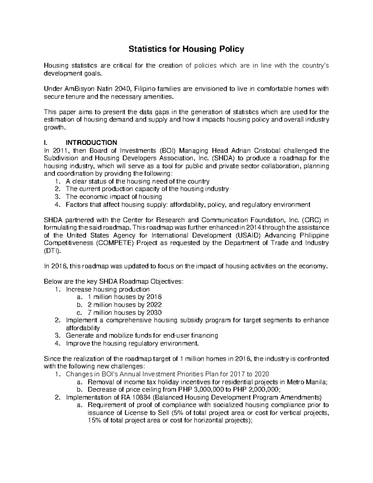 Housing PSA Statistics 2016-2030: Data Gaps & Policy Implications - Studocu