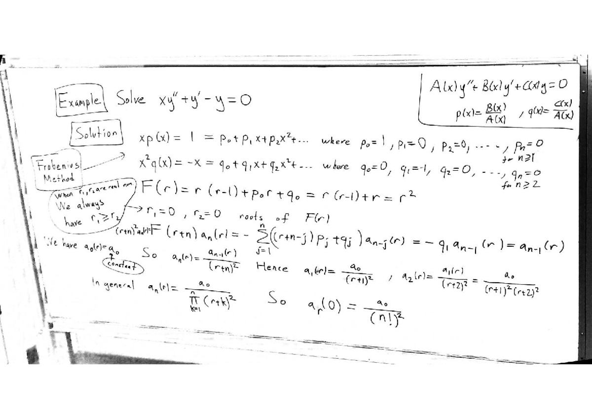 Math 240 Fall 2025 Lecture Notes: Frobenius Method Solutions - Studocu