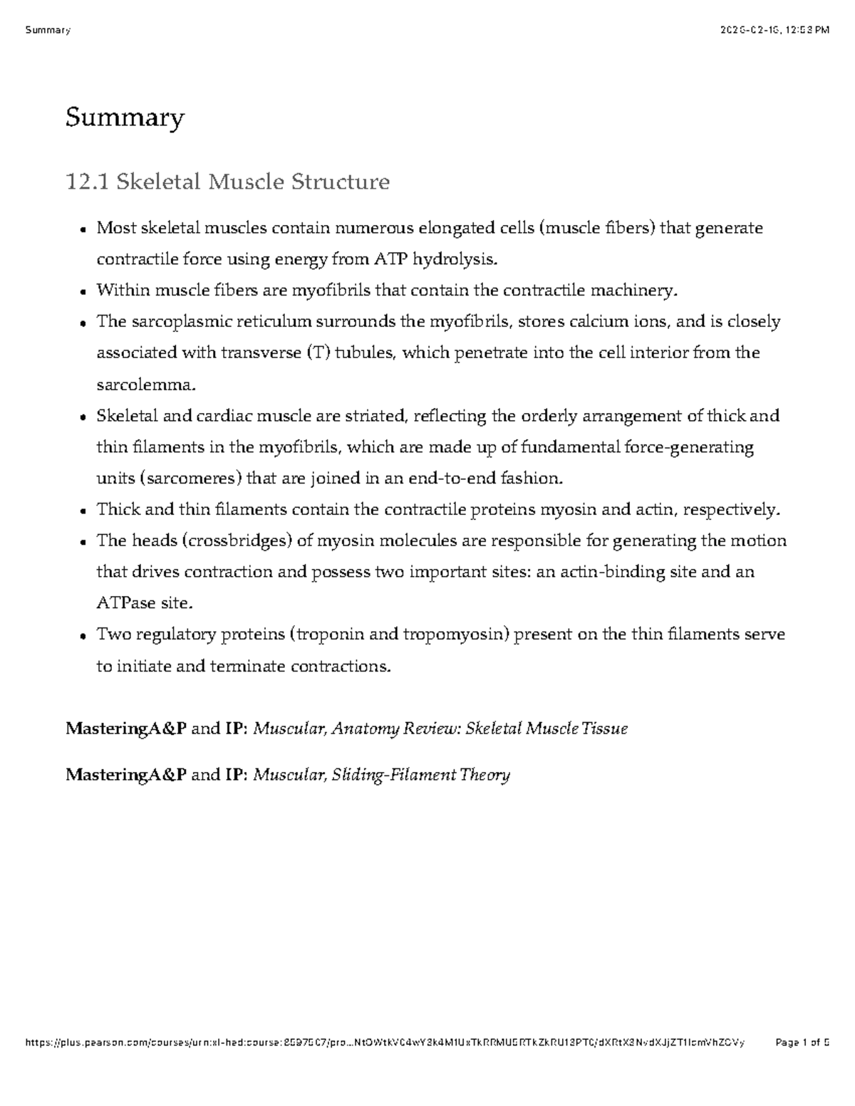 Lecture Notes: Skeletal Muscle Structure and Function - Studocu