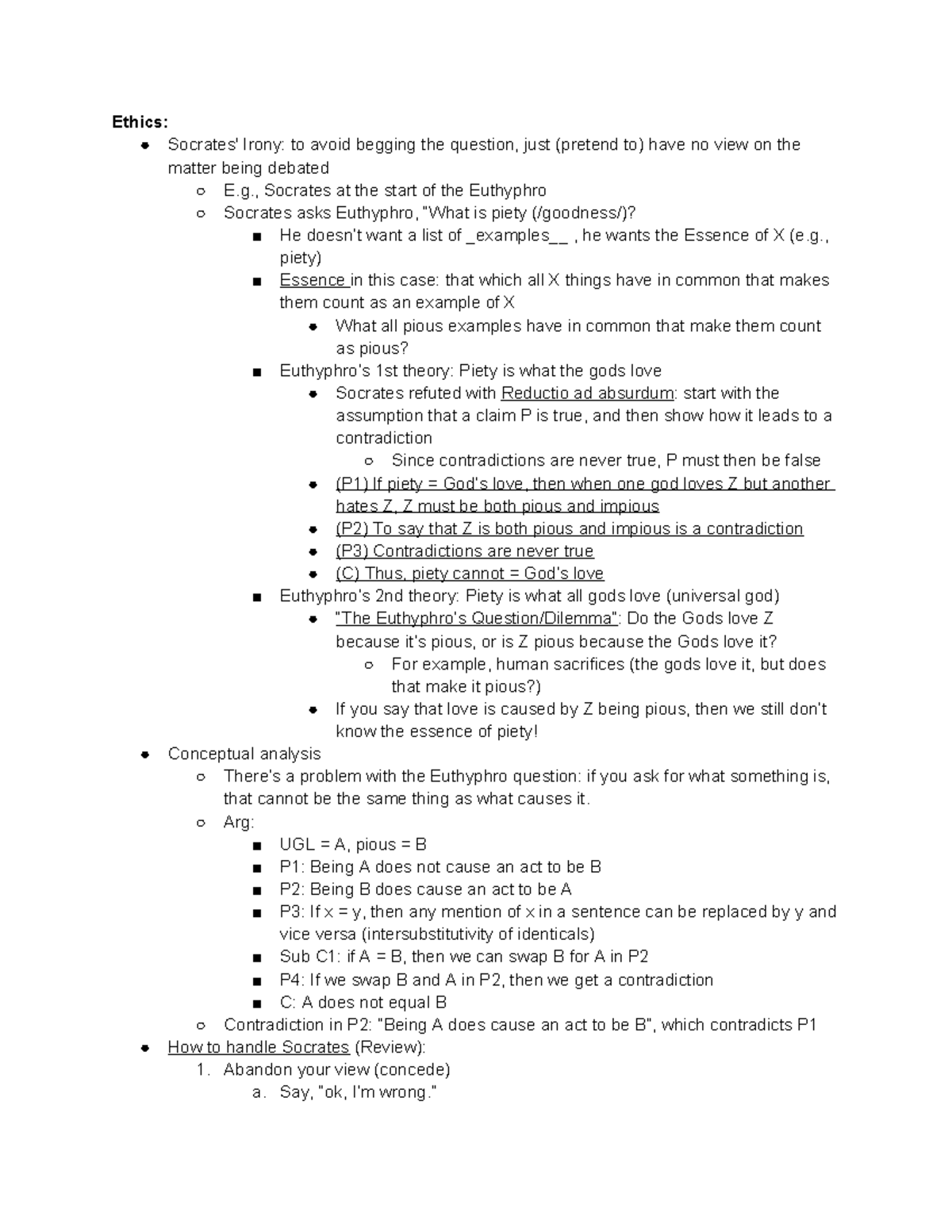 Philosophical Analysis of Piety & DCT: Ethics 101 Notes - Studocu