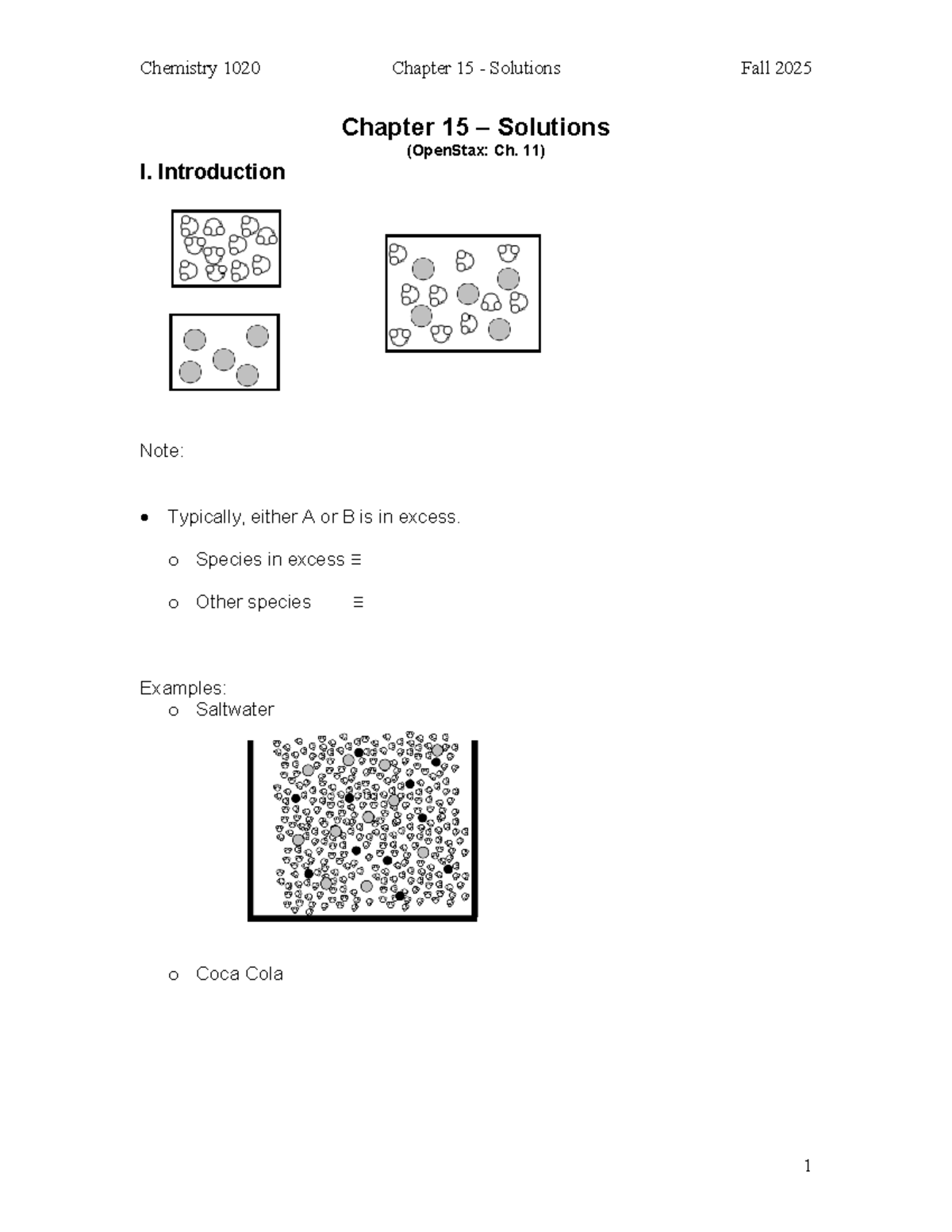 Chemistry 1020 Chapter 15 Solutions Overview Fall 2025 - Studocu