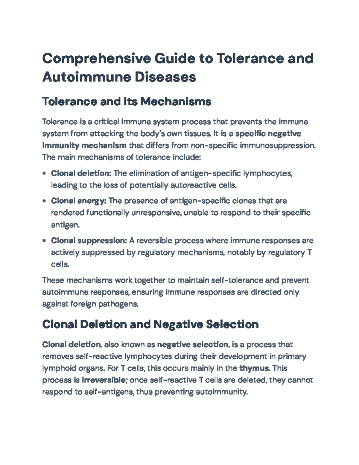 Comprehensive Overview of Immune Tolerance Mechanisms & Autoimmunity ...