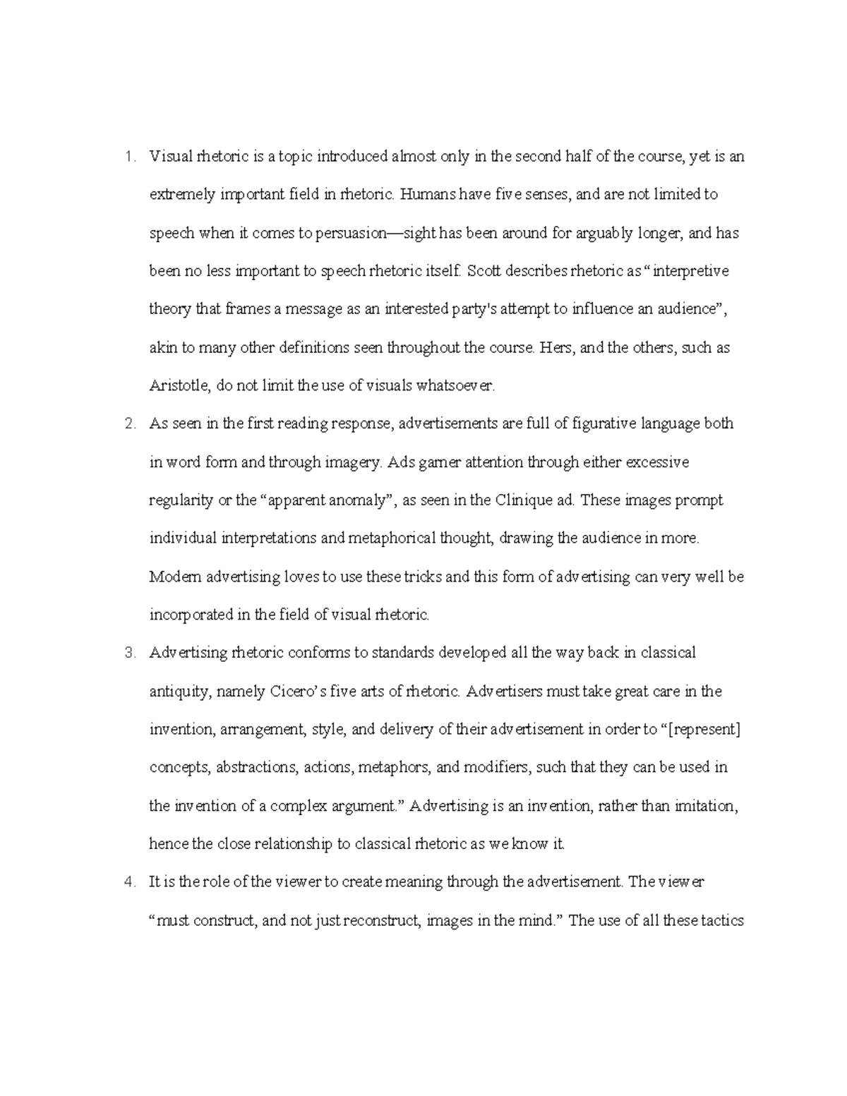 Visual Rhetoric in Advertising: Reading Response Analysis - Studocu