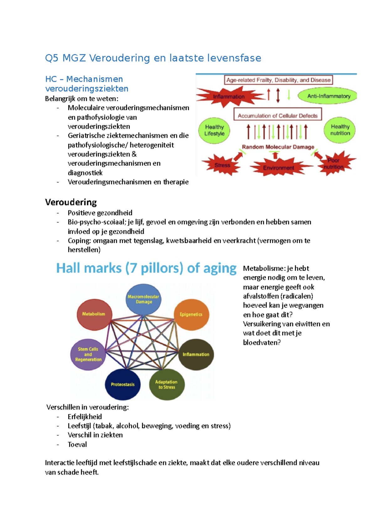 Q5 MGZ Lesnotities Veroudering en Mechanismen van Verouderingsziekten ...
