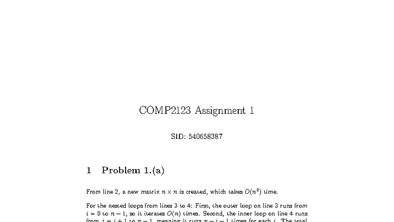 COMP2123 Assignment 1 Analysis and Complexity Overview - Studocu