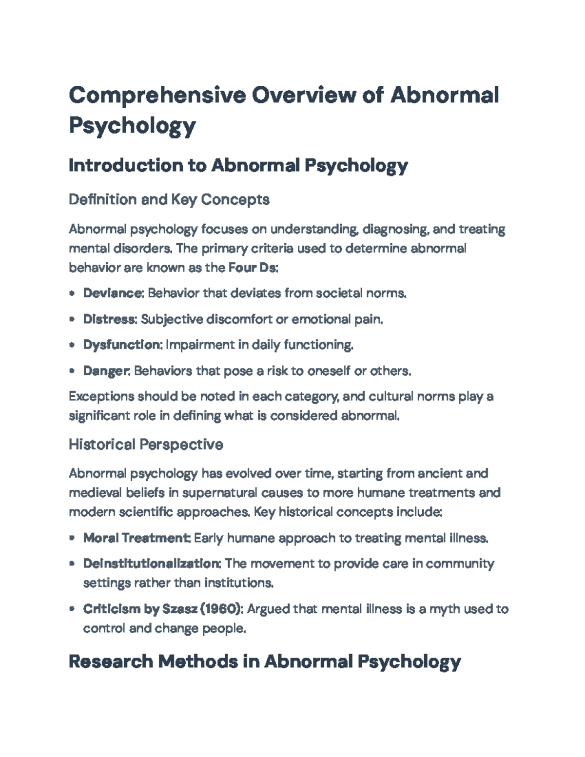 Comprehensive Guide to Abnormal Psychology Concepts and Models ...