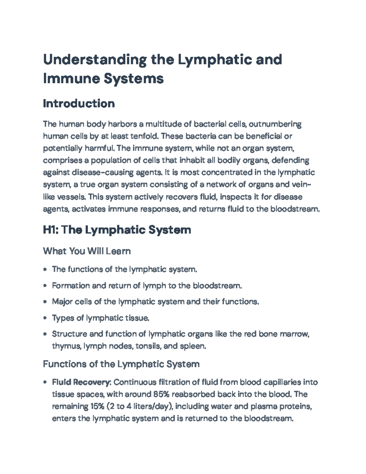 Lymphatic and Immune Systems Overview: Key Functions and Structures ...