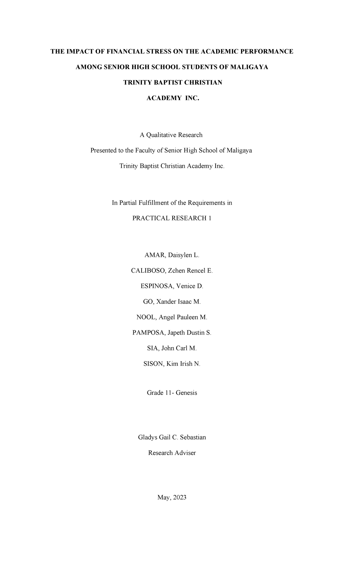 Impact of Financial Stress on Academic Performance: Practical Research ...