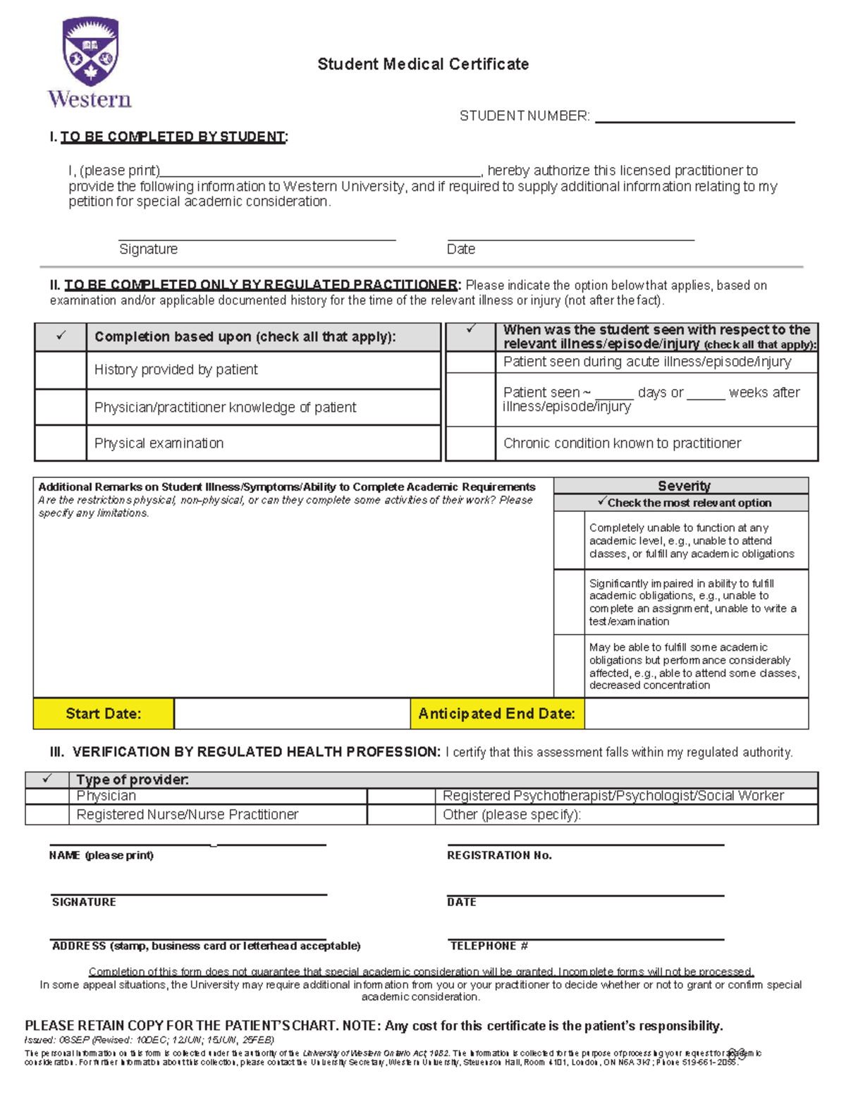 Student Medical Certificate for Academic Consideration SMC-Feb-2025 ...
