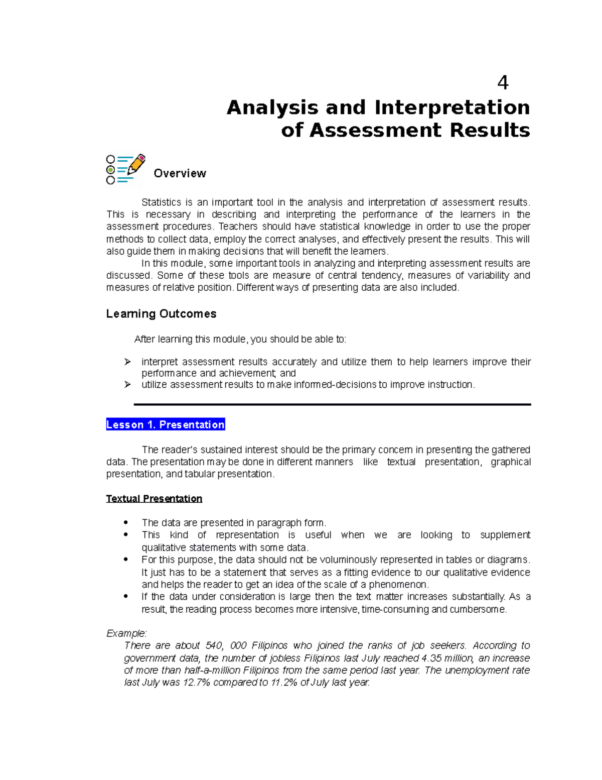 Module Assessment 4: Analyzing & Interpreting Assessment Results - Studocu