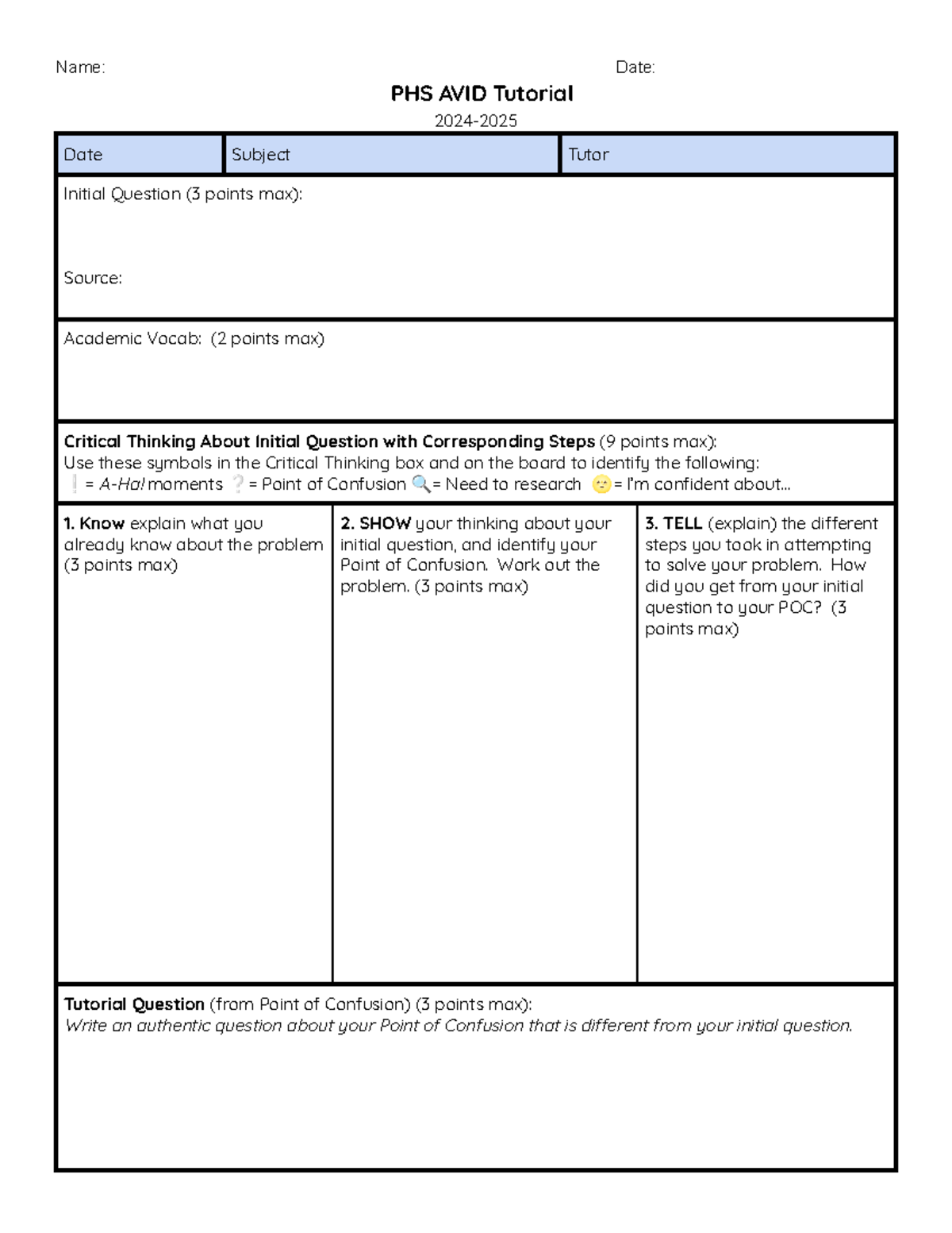 PHS AVID Tutorial Guide - Questions & Critical Thinking Steps - Studocu