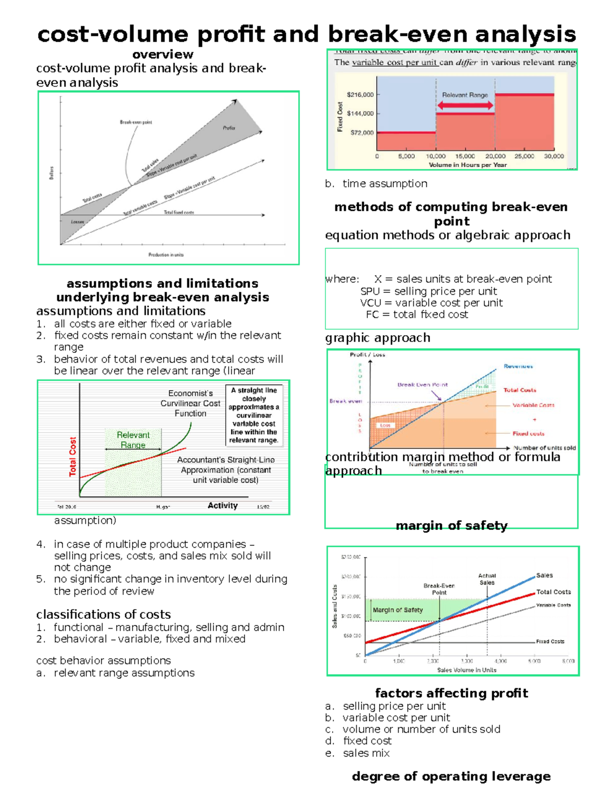 Cost Volume Profit Analysis and break even - cost-volume profit and ...