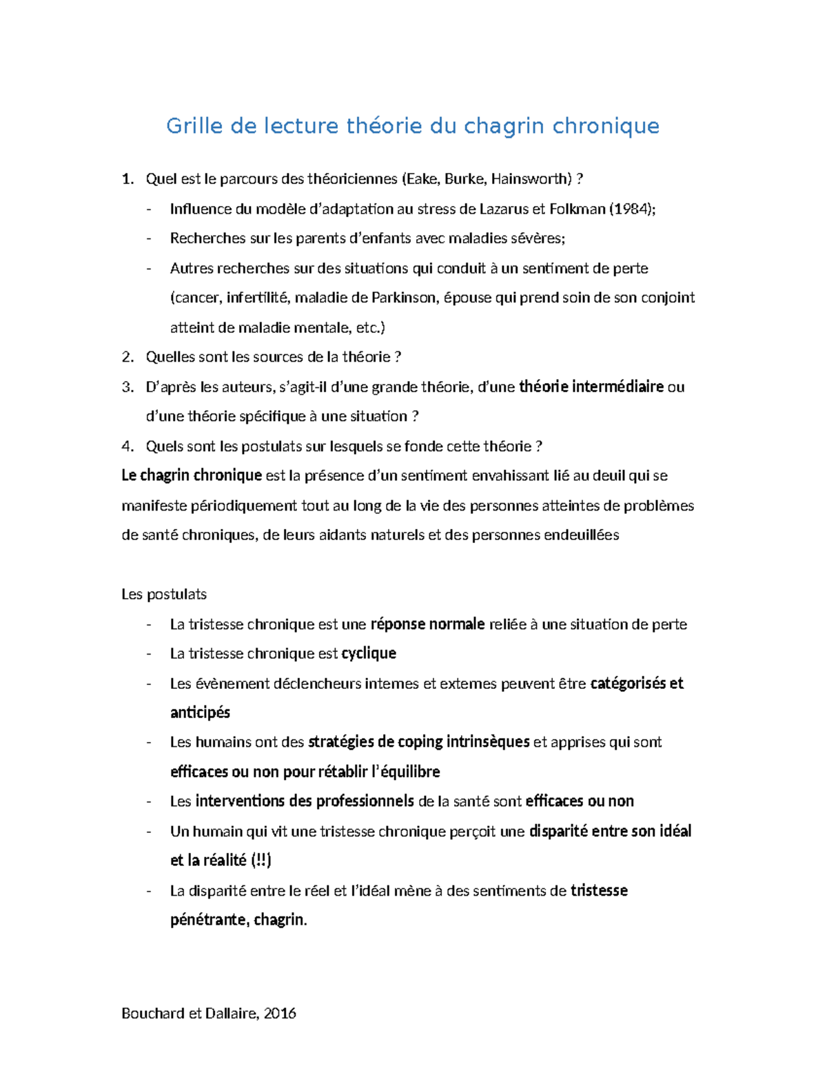 Grille de lecture théorie - ) Quelles sont les sources de la théorie? D ...