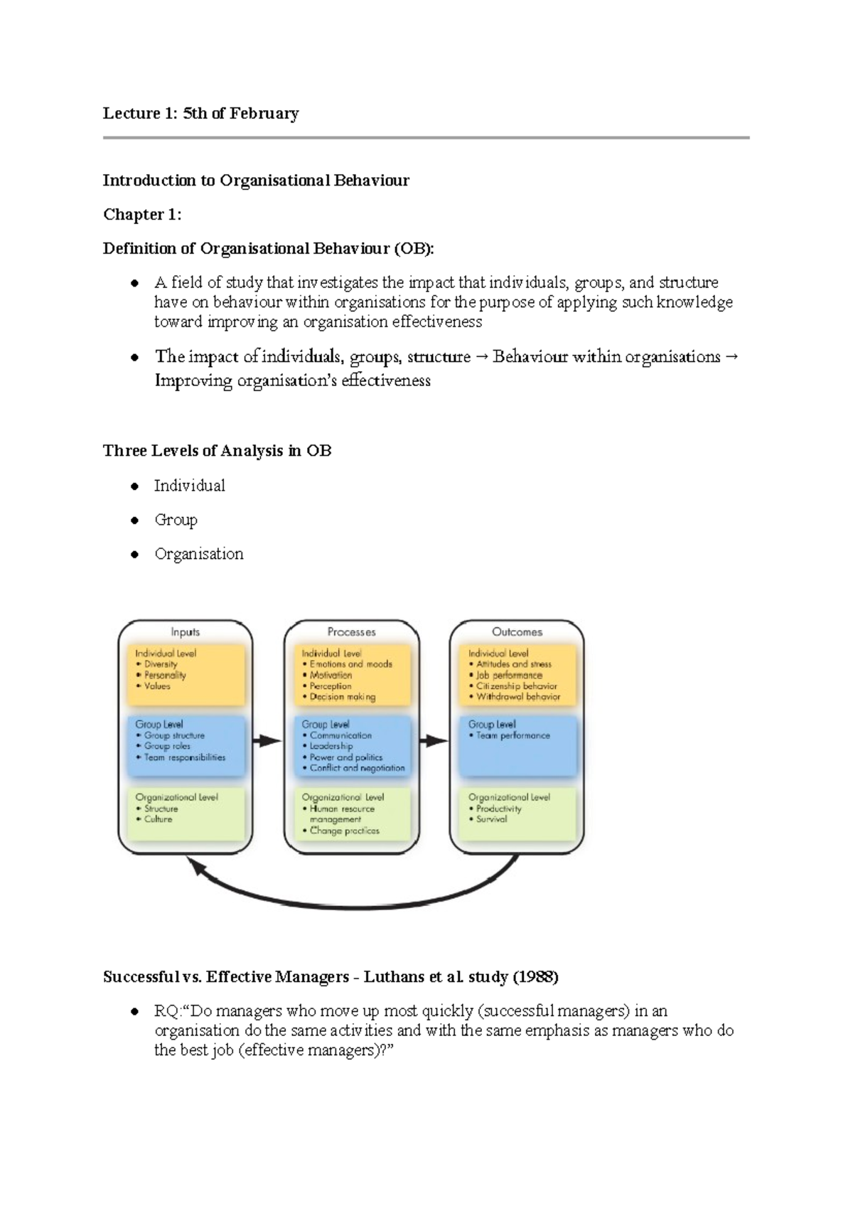 Organisational Behaviour (OB) Lecture Notes: Key Concepts & Theories ...