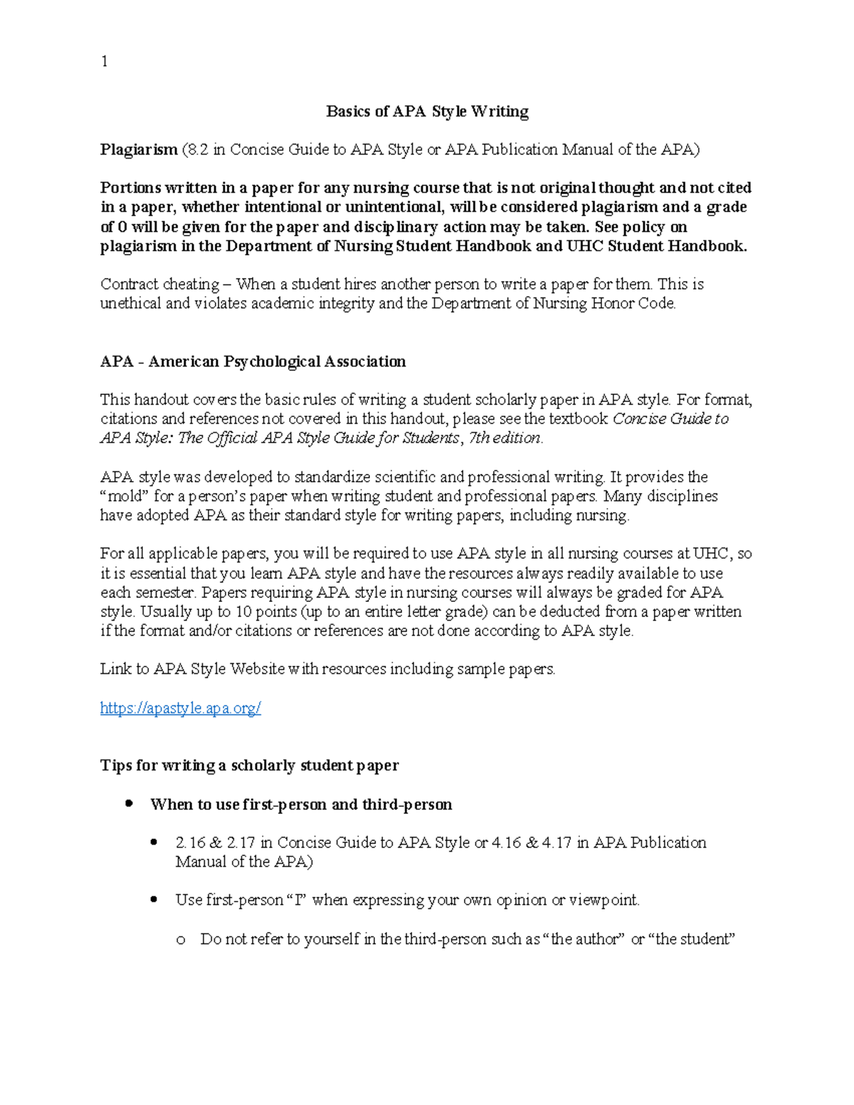 Guidelines for Writing APA Style Papers in Nursing (NSG 200) - Studocu