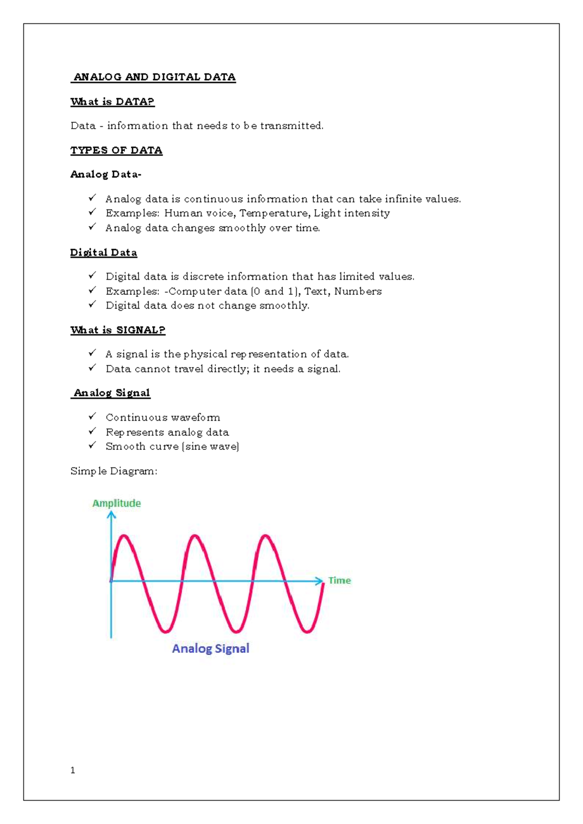 Chapter 3 Network Notes: Analog & Digital Data Overview - Studocu