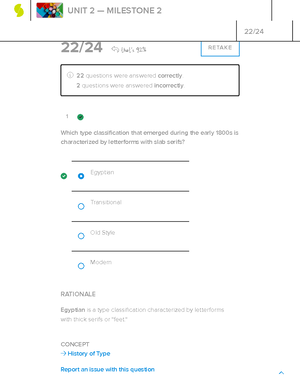 Unit 2 Milestone - Visual Communications 100% - 1 24 / 24 that's 100% ...