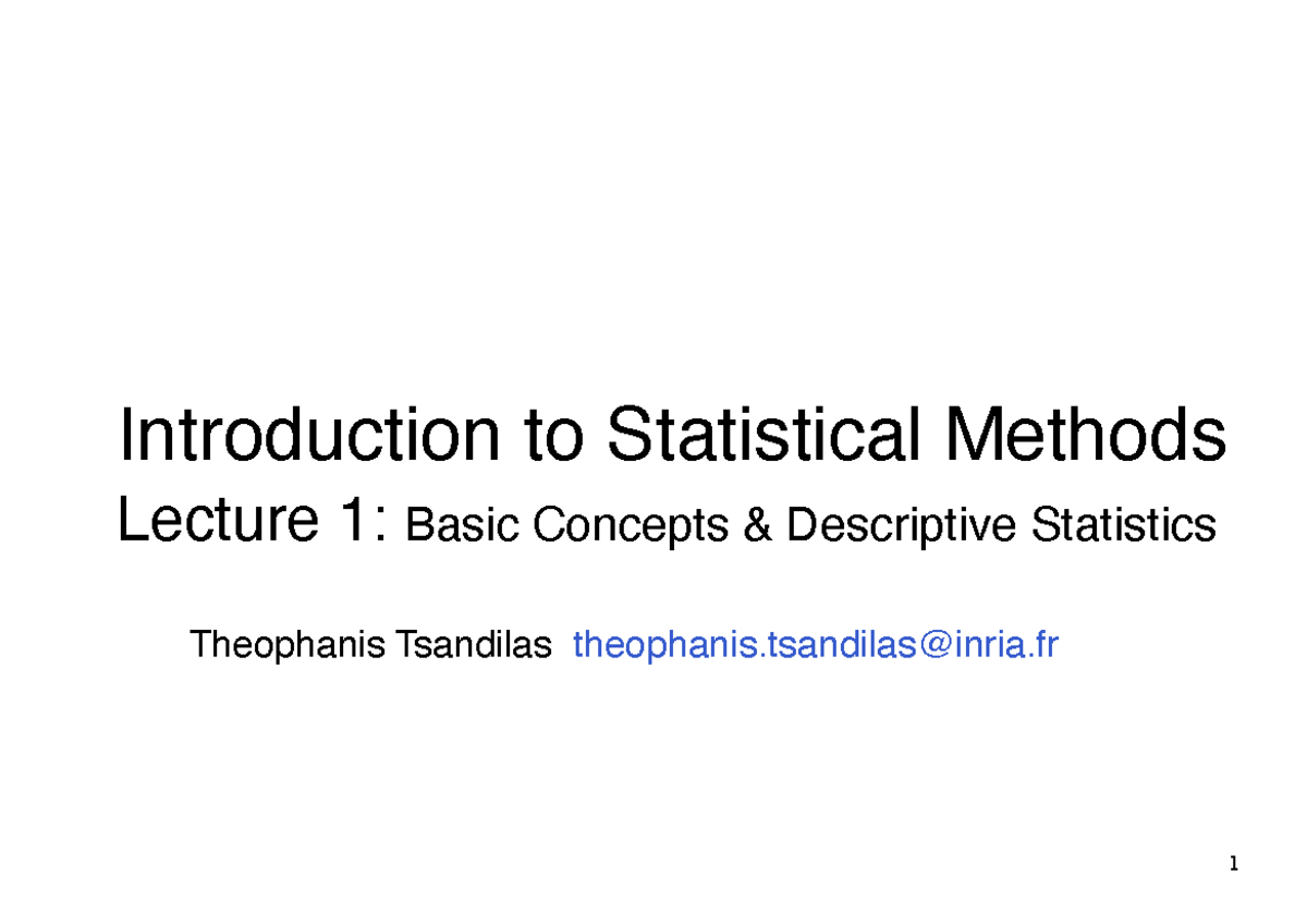 Statistical Methods - ADVANCED ECONOMICS - Introduction to Statistical ...