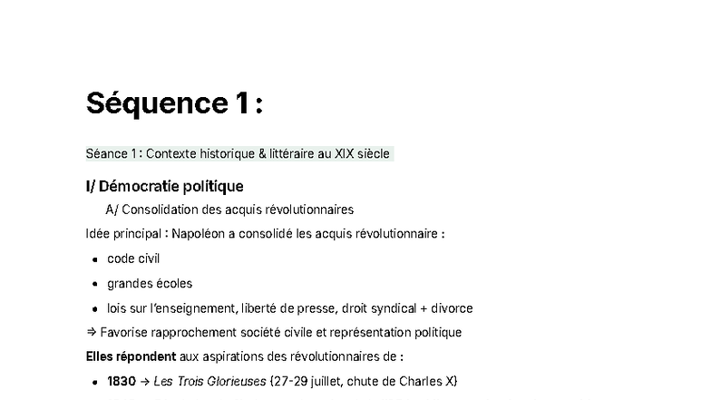 Séquence 1 : Contexte historique et littéraire au XIXe siècle - Studocu