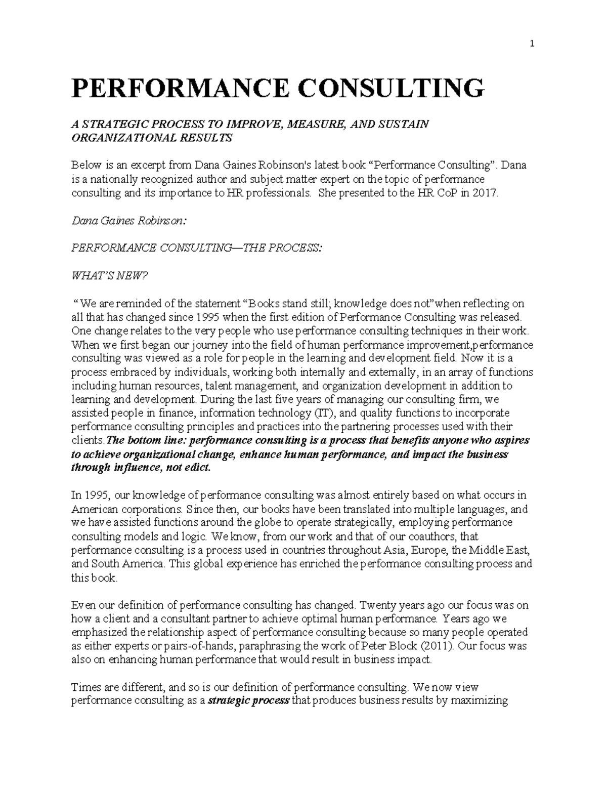 Performance Consulting (HR 101): Strategies for Organizational Success ...