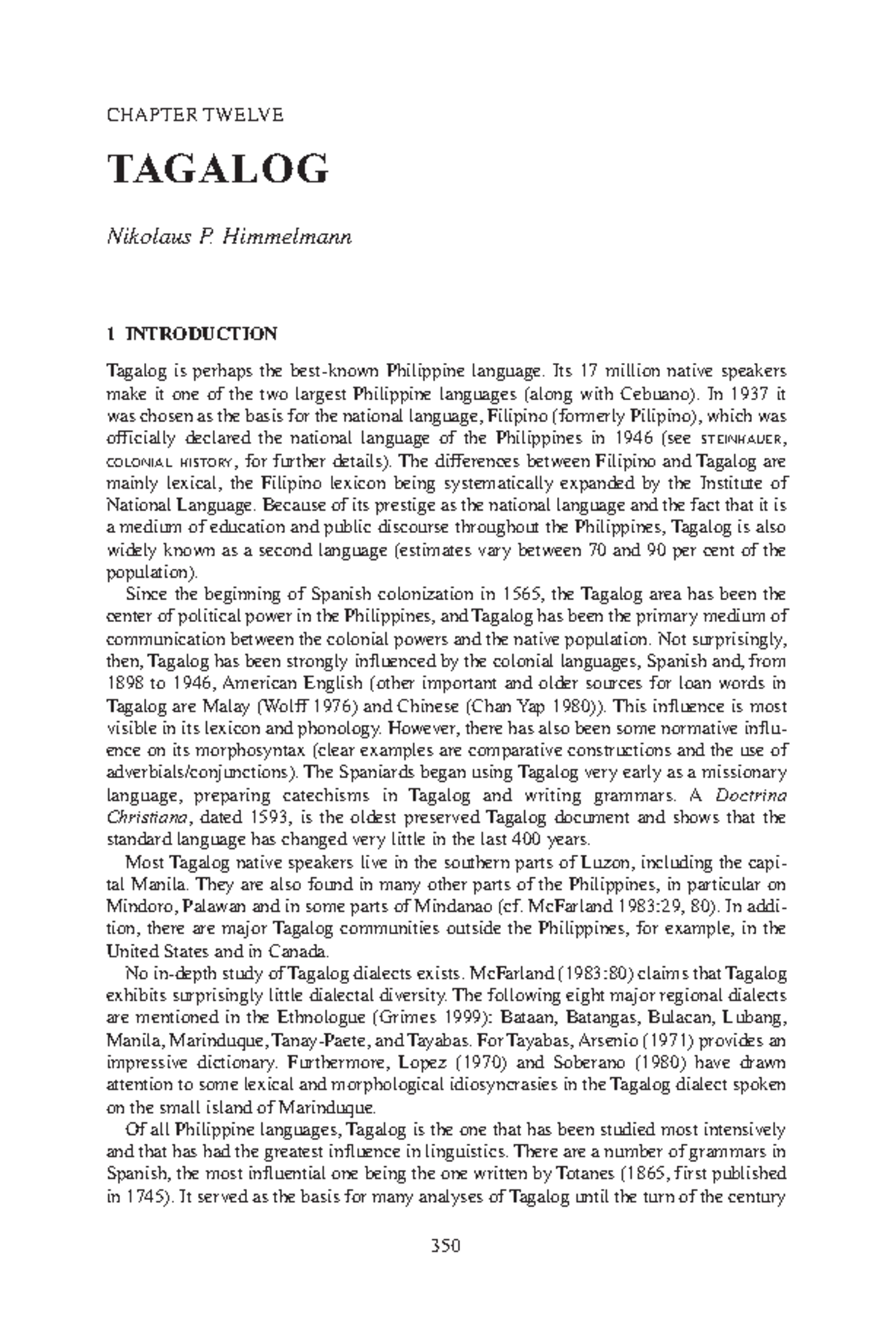 Tagalog Language Overview: Insights from Joker Himmelmann - Studocu