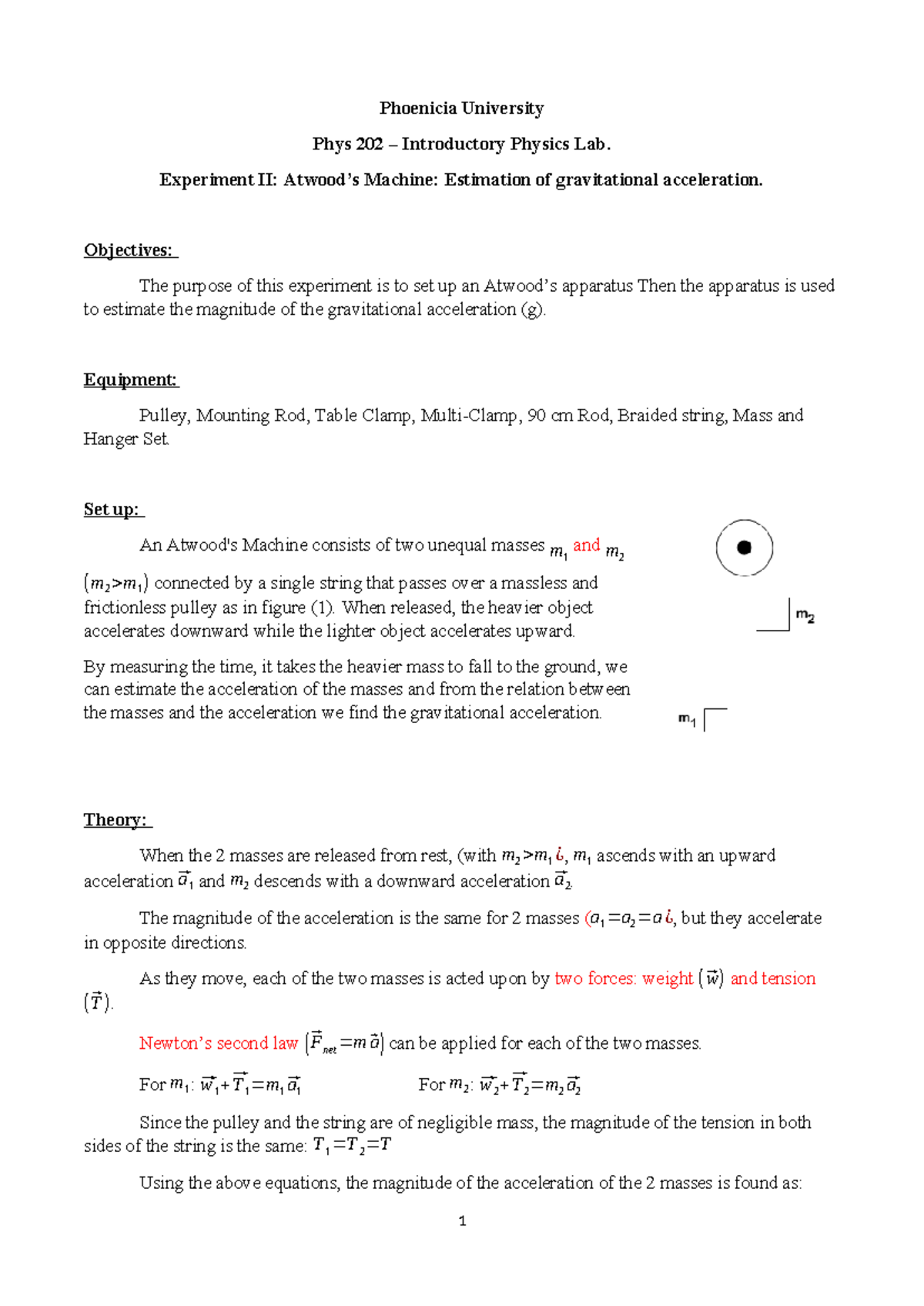 Phys 202 Introductory Physics Lab: Estimating Gravitational ...