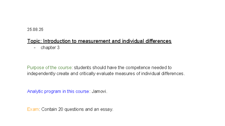 Psychological Measurement (PSY 101): Understanding Individual ...