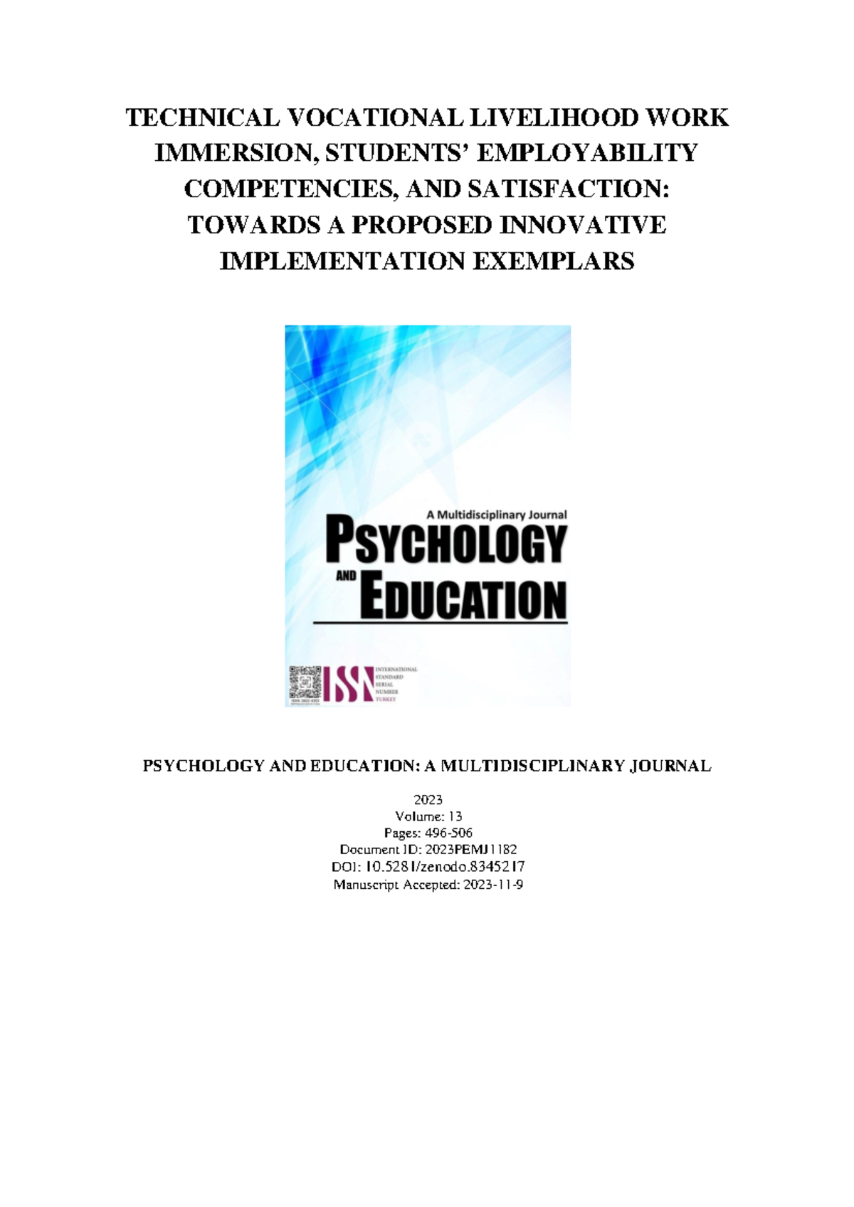 Technical Vocational Livelihood WORK - TECHNICAL VOCATIONAL LIVELIHOOD ...