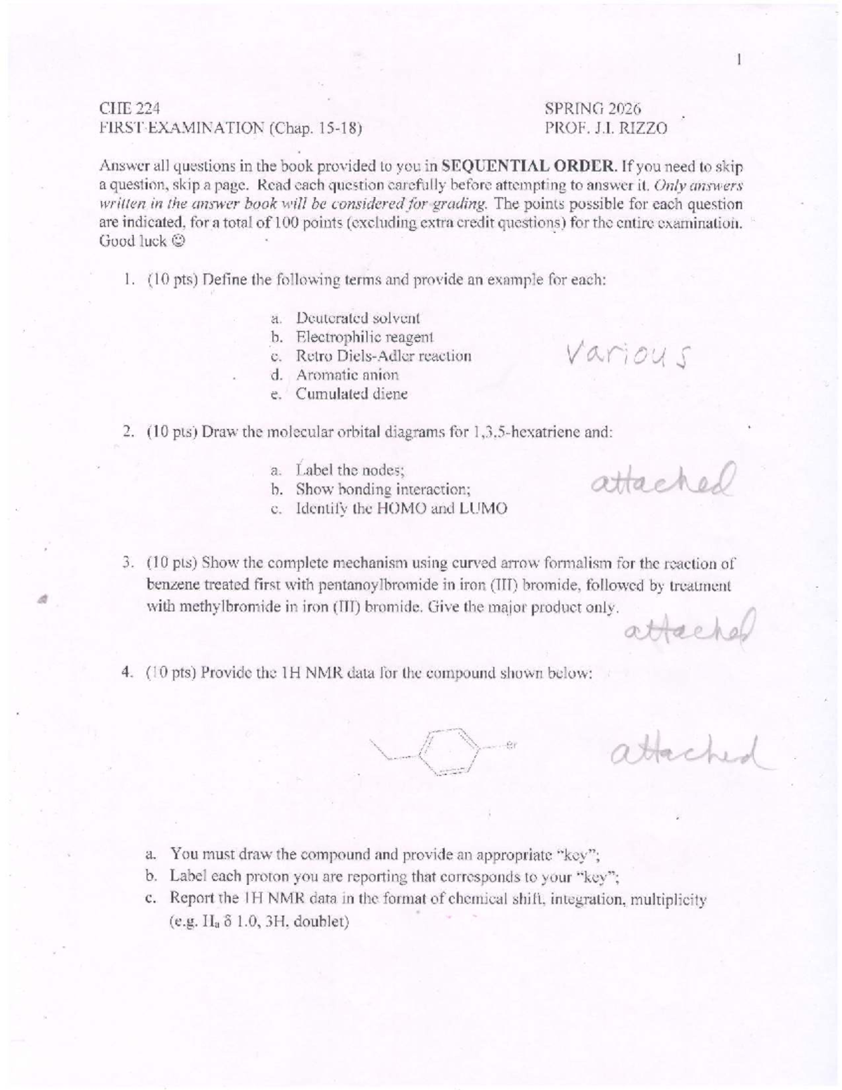 CHE 224 Final Exam Review (Chapters 1-8) - Prof. J.I. Rizzo - Studocu