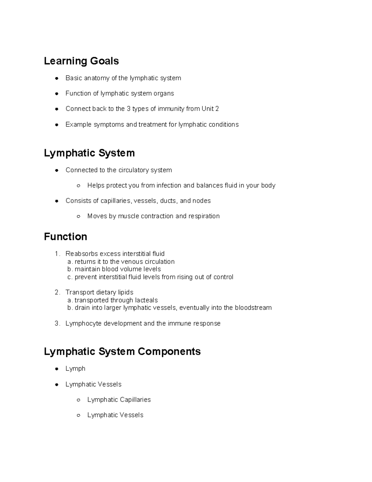 Lymphatic System Overview: Anatomy, Functions, and Conditions - Studocu