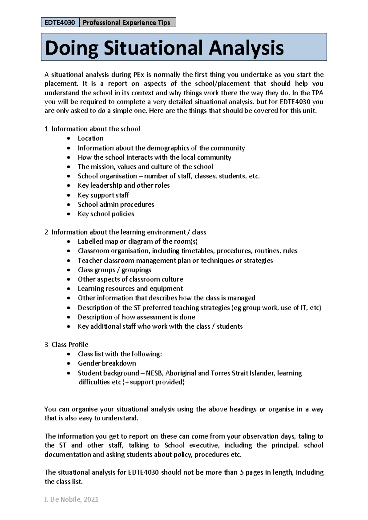 1 Doing Situational Analysis (How To) - EDTE4030 Professional ...