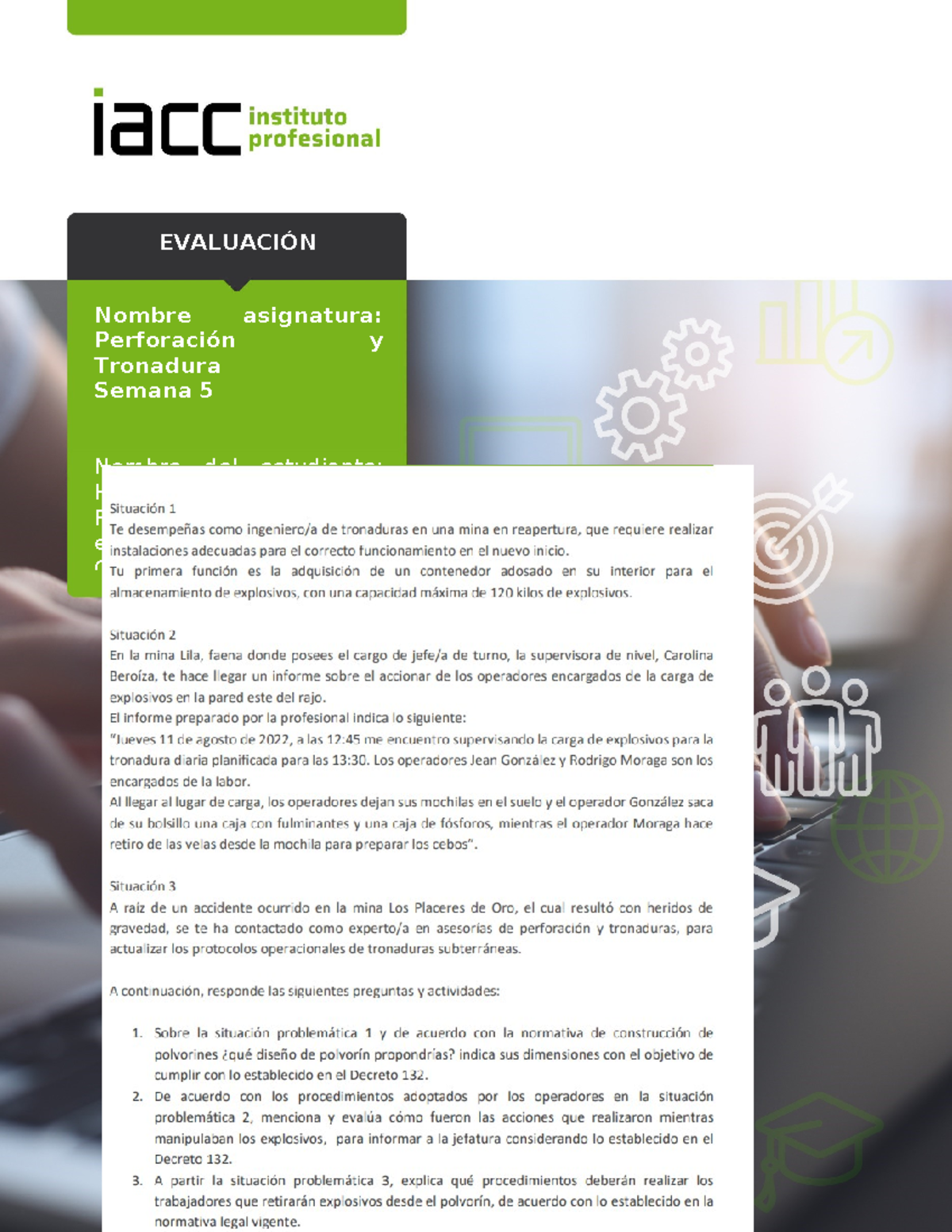 Hugo Saez Tarea 5 - aebe - Nombre asignatura: Perforación y Tronadura ...