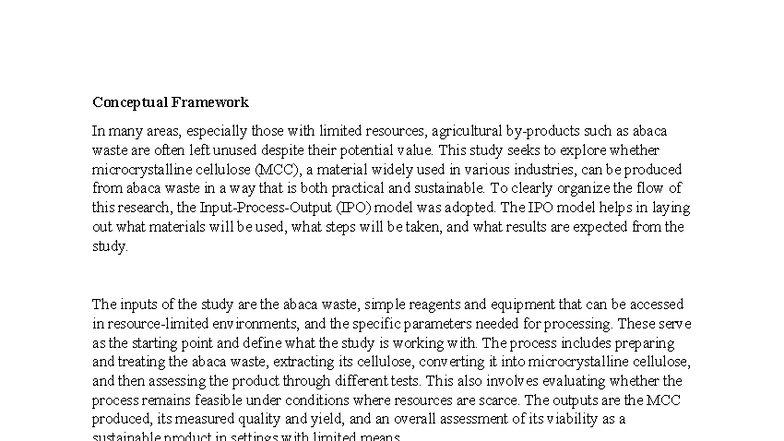 AGRI 101: Conceptual Framework for MCC Production from Abaca Waste ...