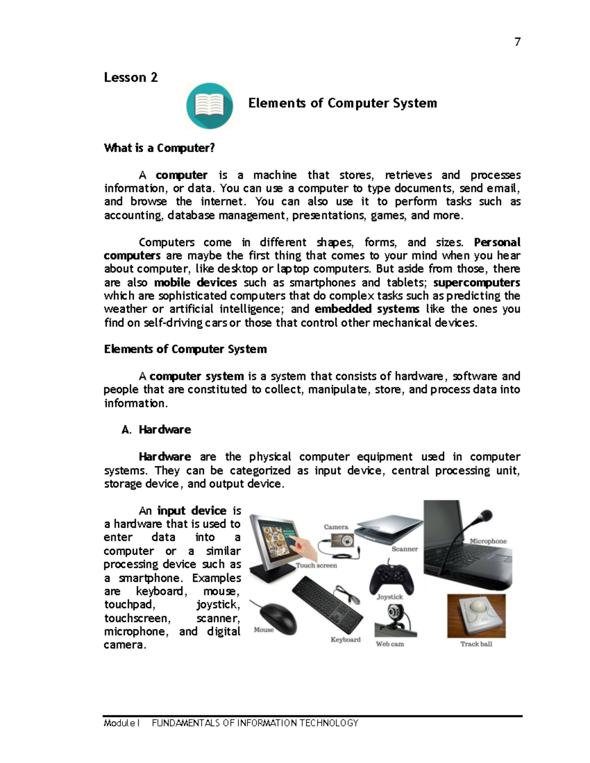 Module I - Lesson 2 - Bdjshxhxjs - Lesson 2 What is a Computer? A ...
