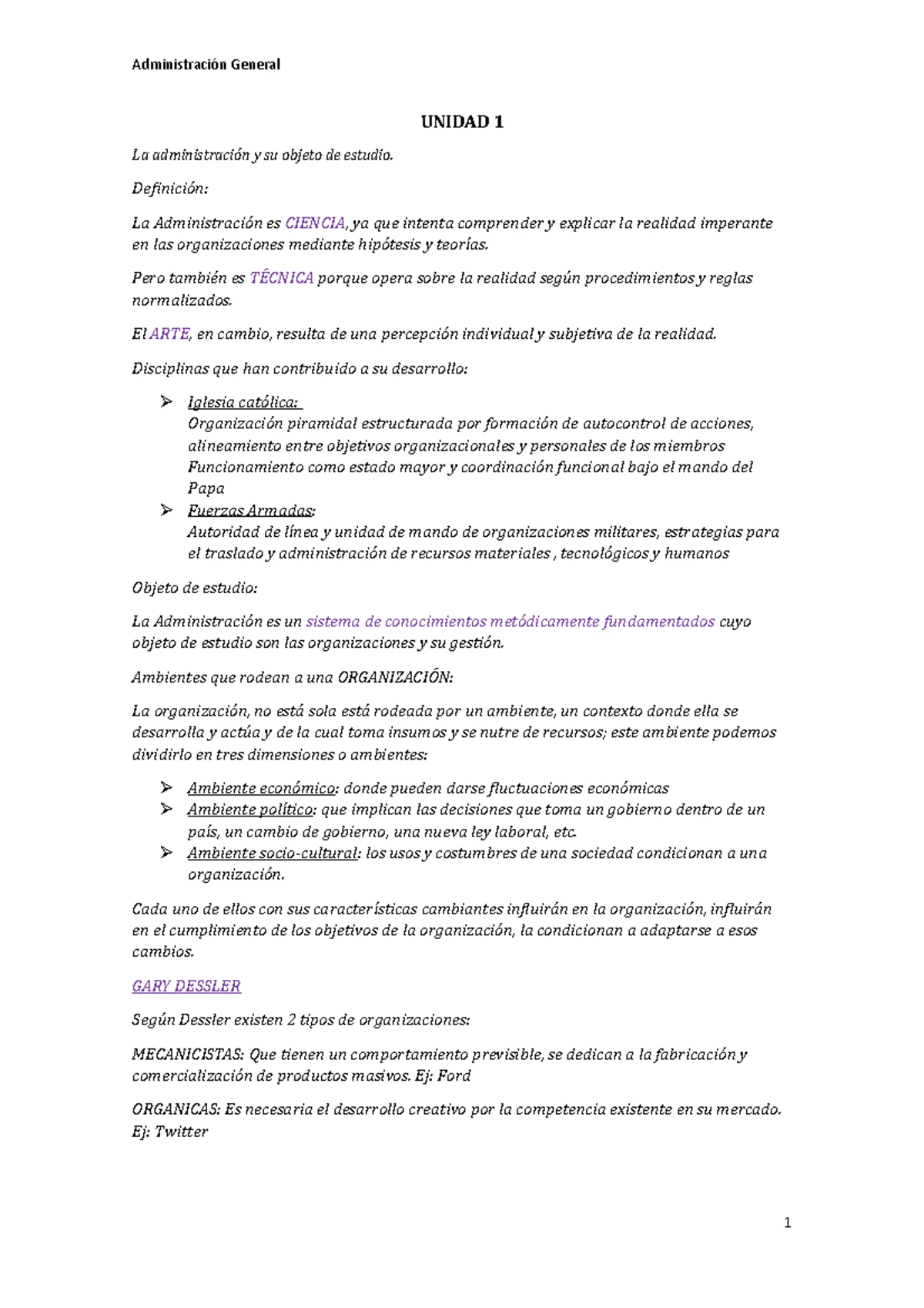 Resumen del 1er Examen de Adm General (ADM101) - Teoría de Organizaciones - Studocu