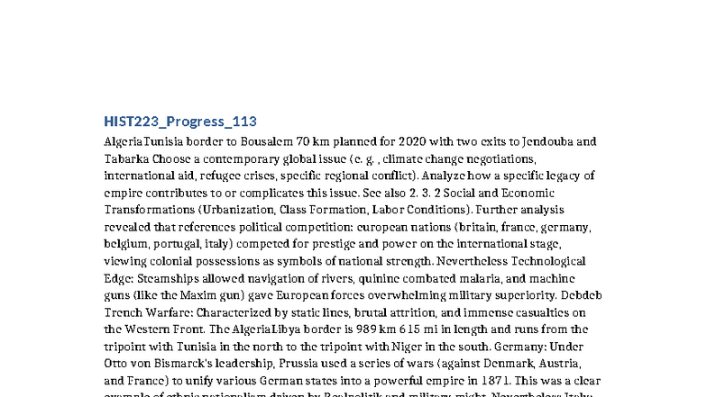 HIST223_Contemporary Issues: Legacy of Empire & Global Challenges - Studocu