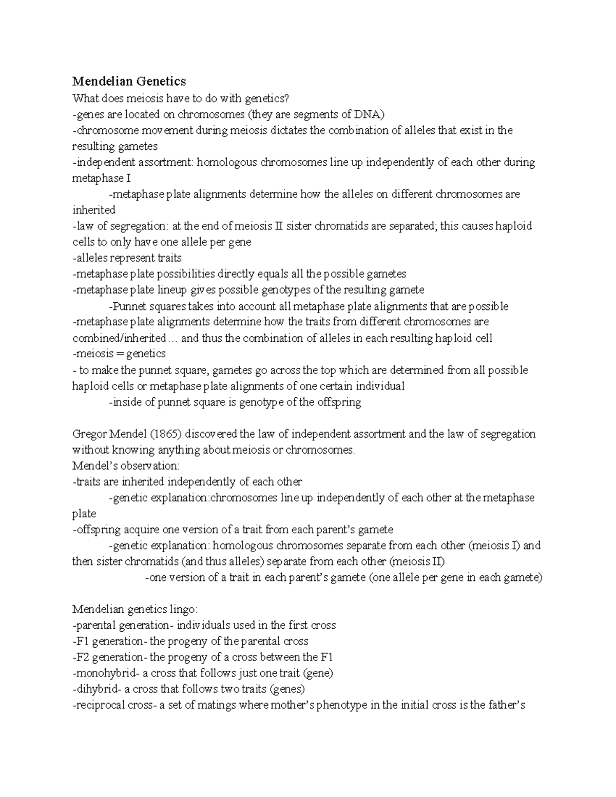 Mendelian Genetics: Insights from Lecture 15 on Meiosis & Inheritance ...