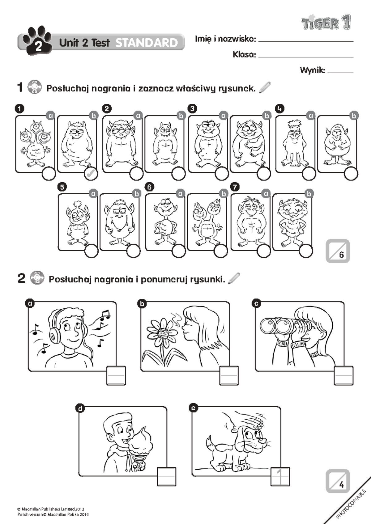 Tiger and Friends 1: Unit 2 Test Review and Practice - Studocu