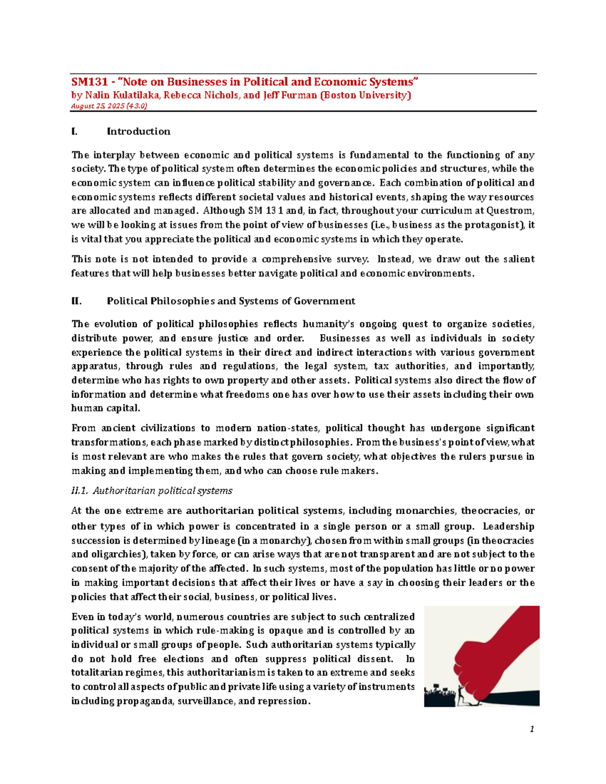 SM131 - Business Perspectives on Political & Economic Systems Analysis ...
