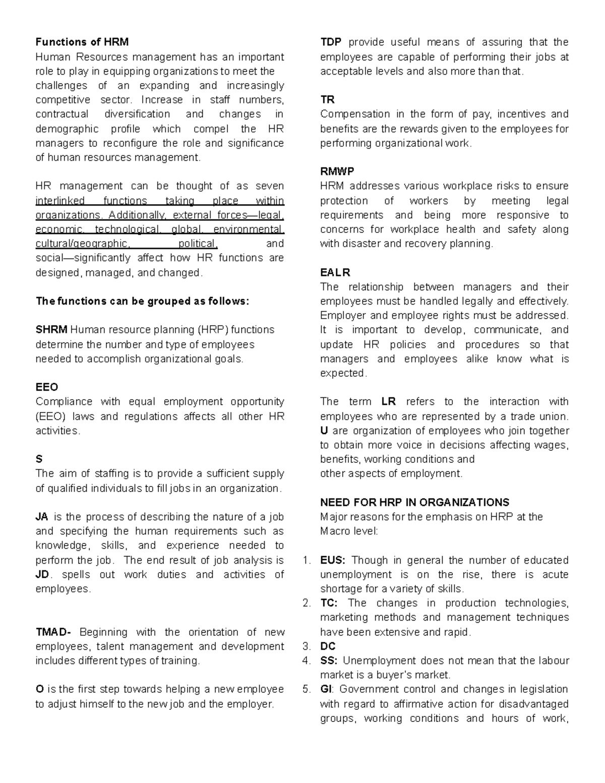 HRM Functions Overview: Key Roles in Organizational Success - Studocu