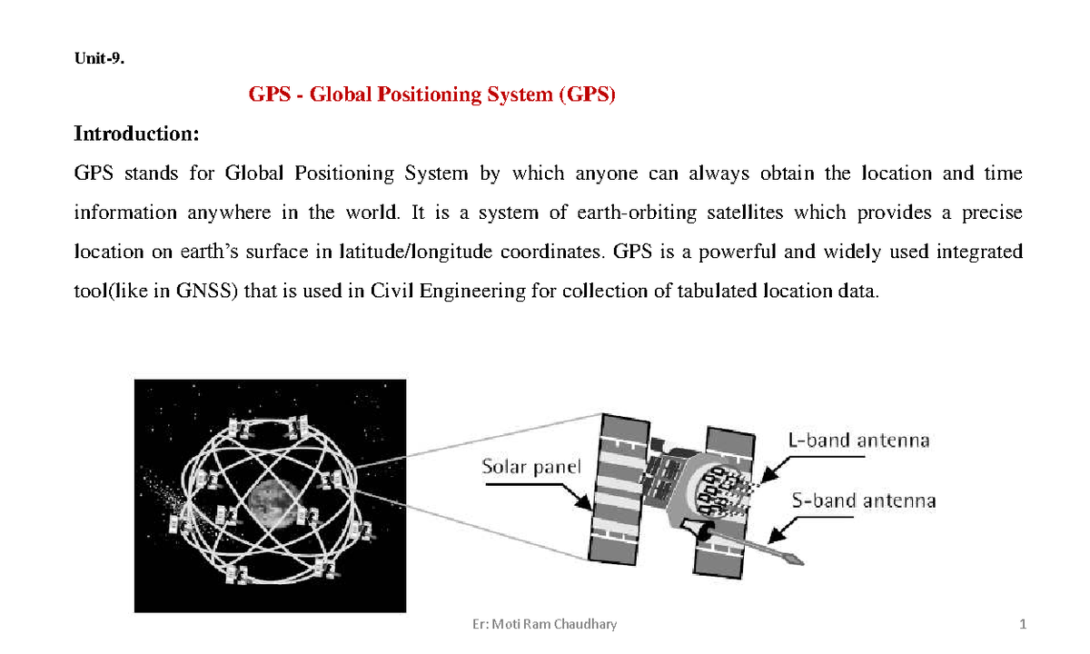 GPS, Remote Sensing & GIS Overview for Civil Engineering (CE 101) - Studocu