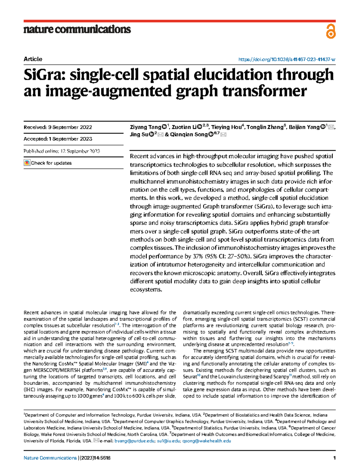 SiGra: Enhancing Spatial Transcriptomics with Graph Transformers - Studocu