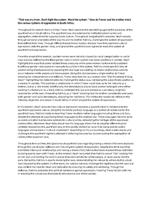 Analyze Literacy Devices Notes for Born A Crime by Trevor Noah ...